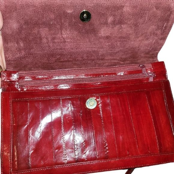 eel skin | Bags | Genuine Eel Skin Purse Maroon | Poshmark